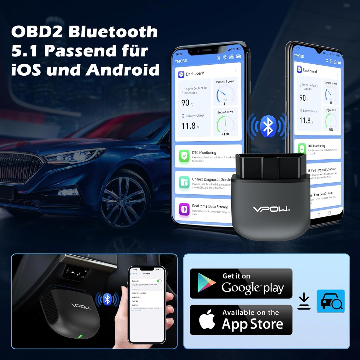 VPOW OBD2 Bluetooth 5.1-PRODUCT-VPOW